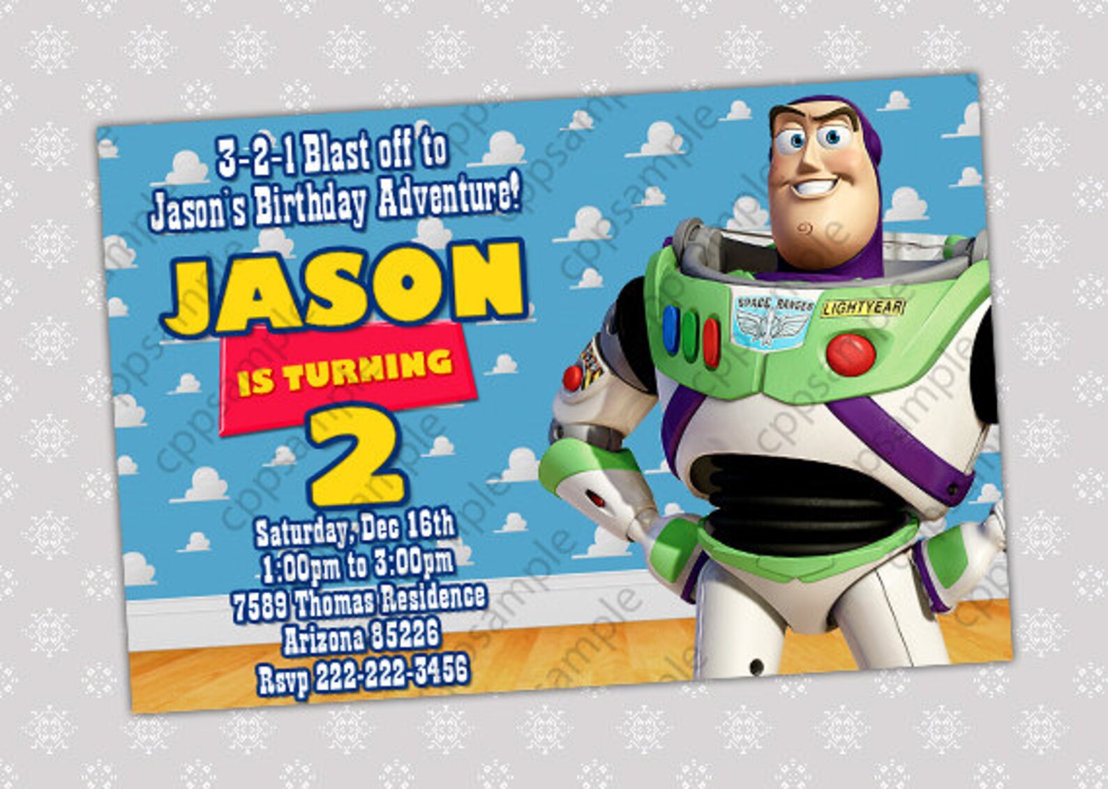 Buzz Lightyear Birthday Party Invitation Digital File | Etsy