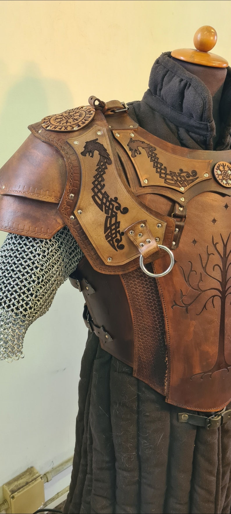 Leather Armor Chest and Shoulder Set - Norse Armor [made on Request] - Etsy