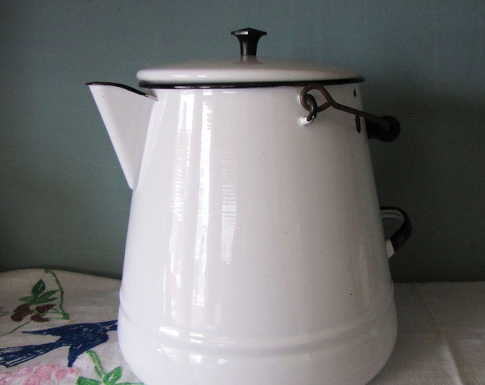 Large Enamel Kettle With Lid - Etsy