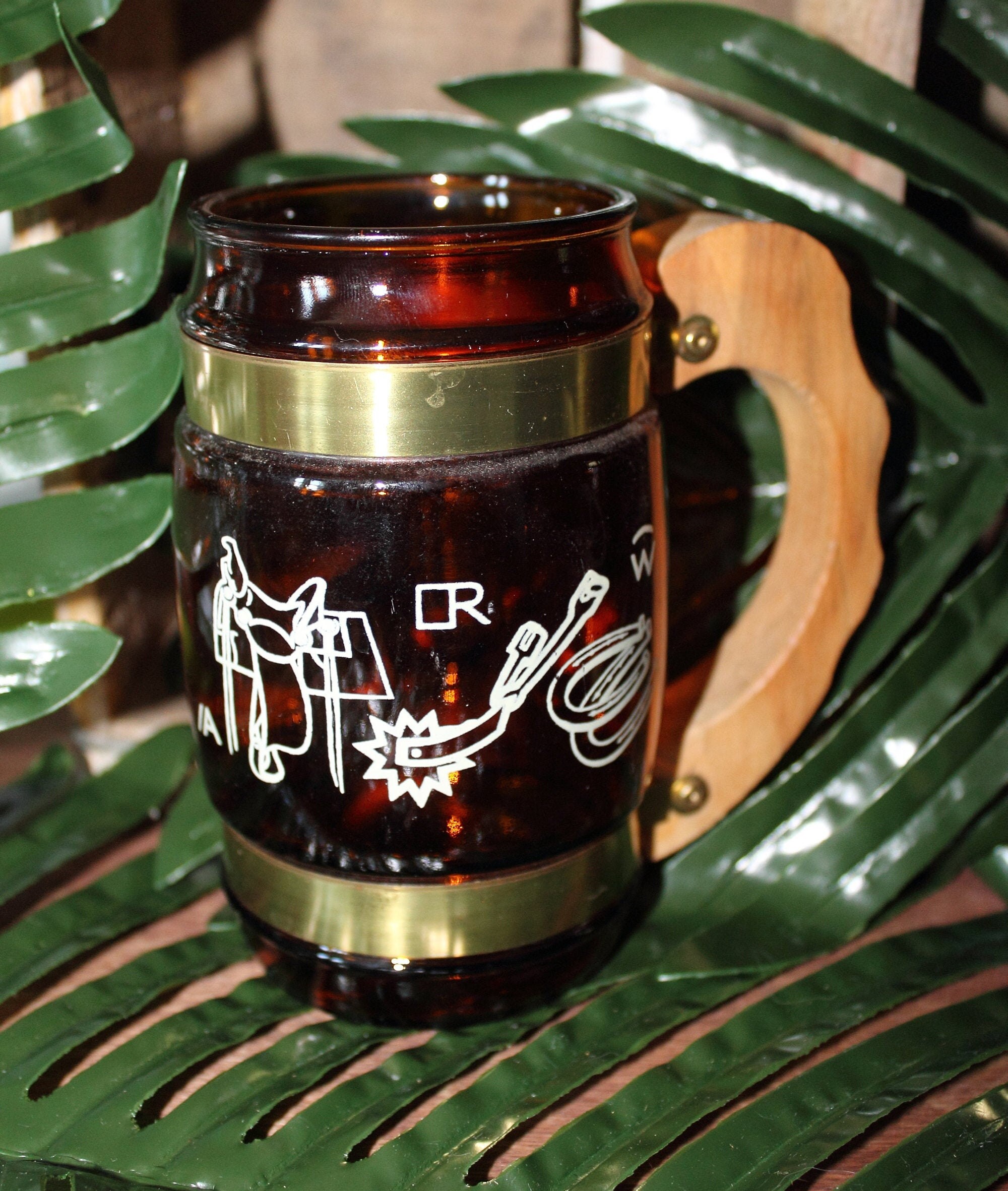 Fabulous Set of 4 Vintage Barrel Mugs Wooden Handled Steins | Etsy