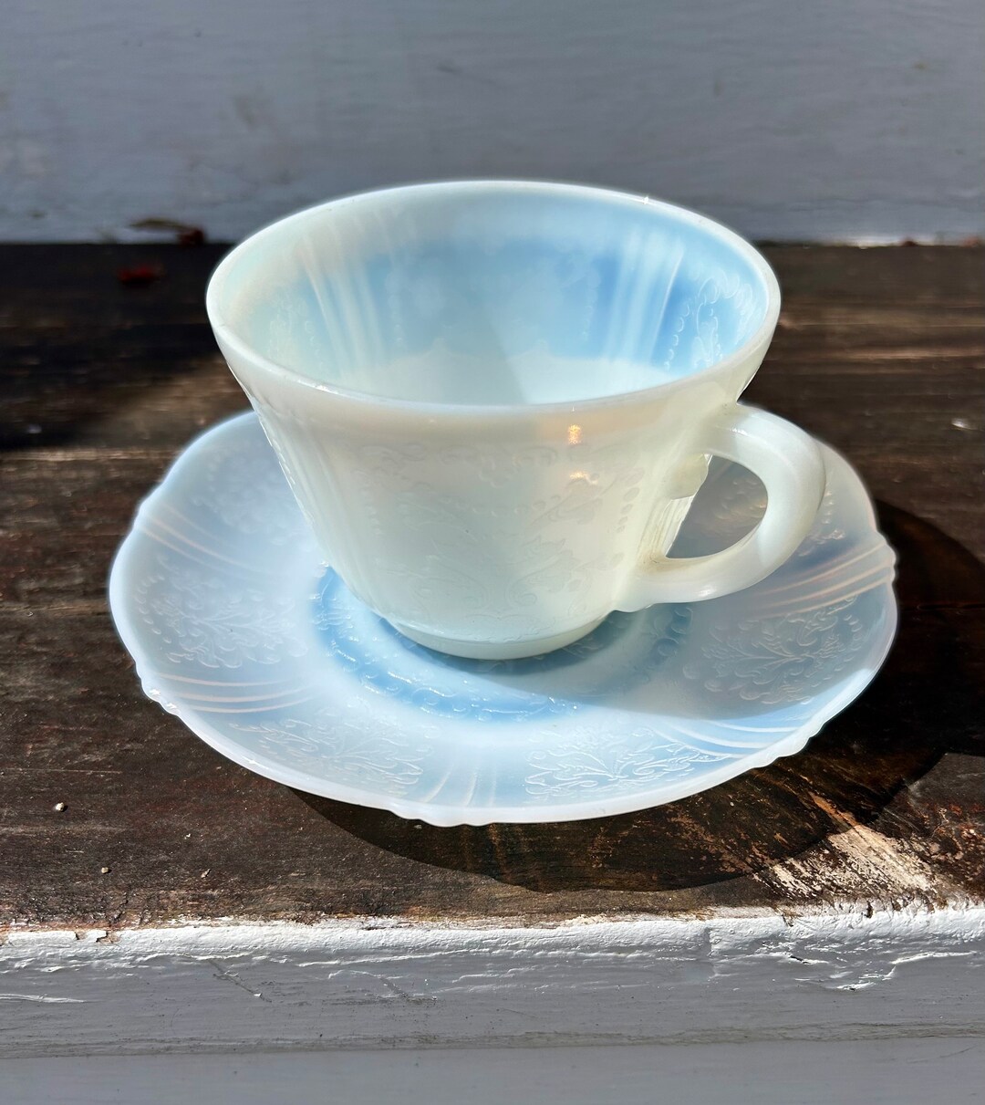 Beautiful Vintage Translucent Monax Glass Cup/saucer Set American ...