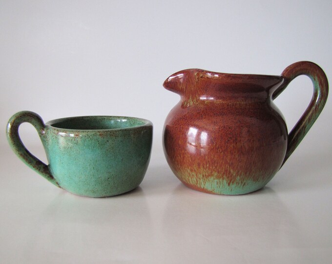Pine Ridge Sioux Pottery Pitcher and Cup, Brown and Turquoise - Etsy