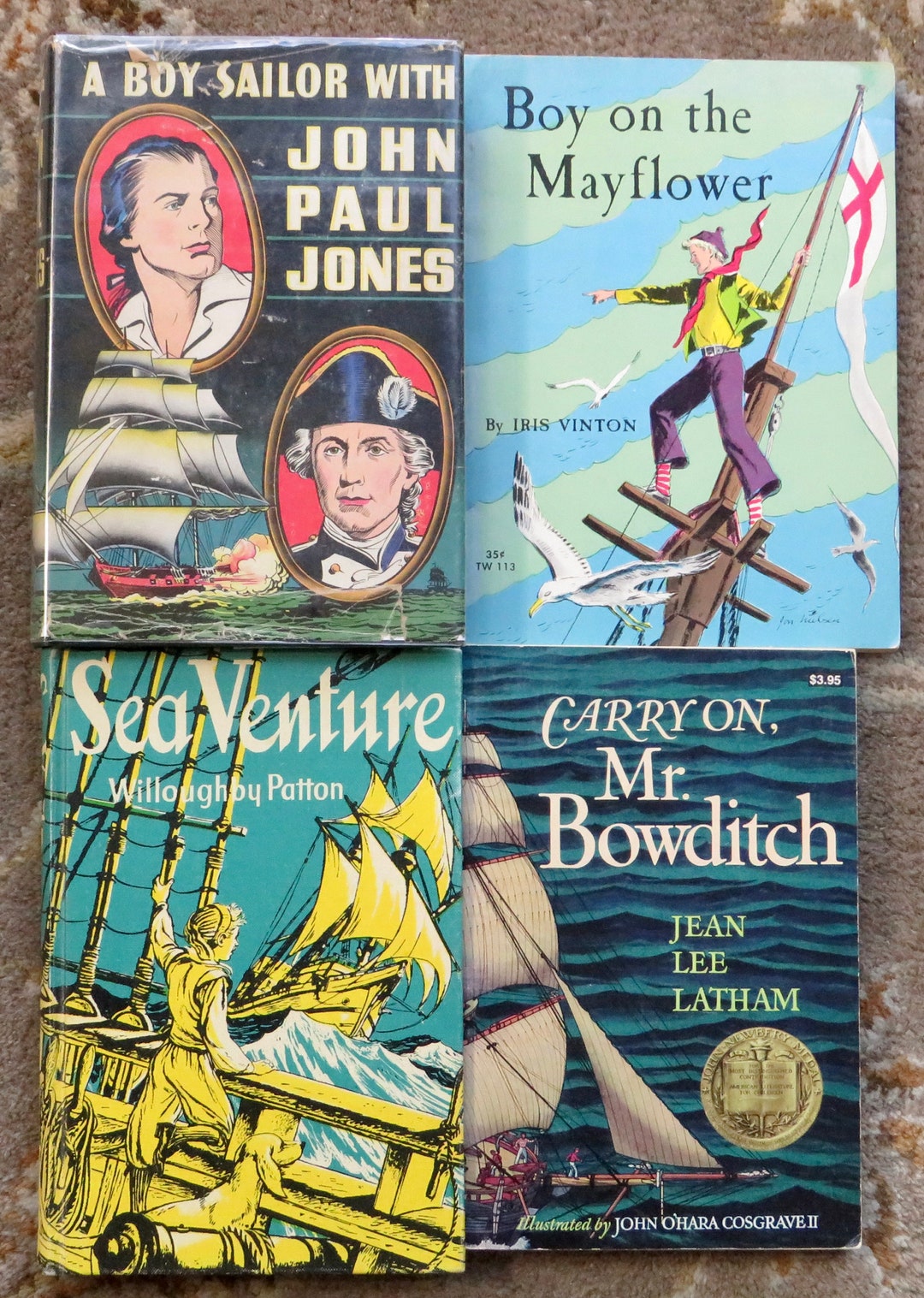 4 Books Carry on Mr. Bowditch, Boy on the Mayflower, Sea Venture, A Boy ...