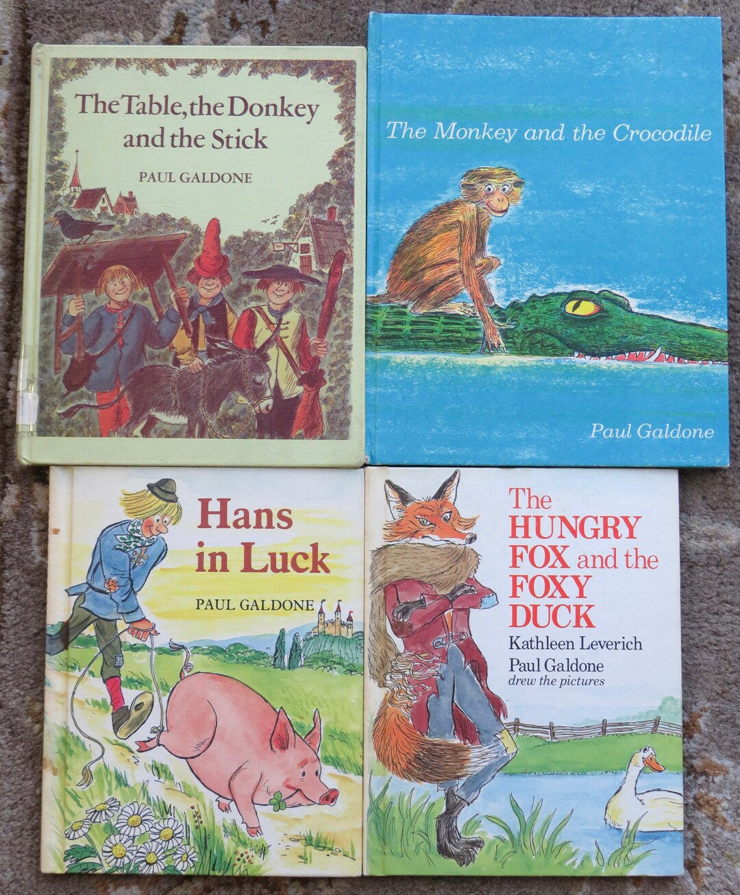 4 Paul Galdone Books the Monkey and the Crocodile, the Table the Donkey ...