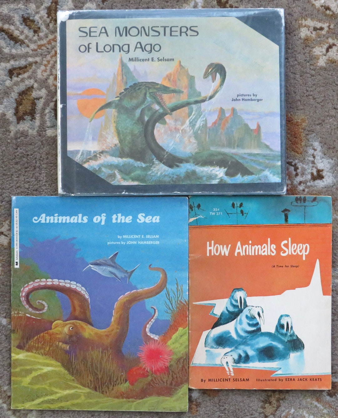 3 Millicent Selsam Books Sea Monsters of Long Ago, Animals of the Sea ...