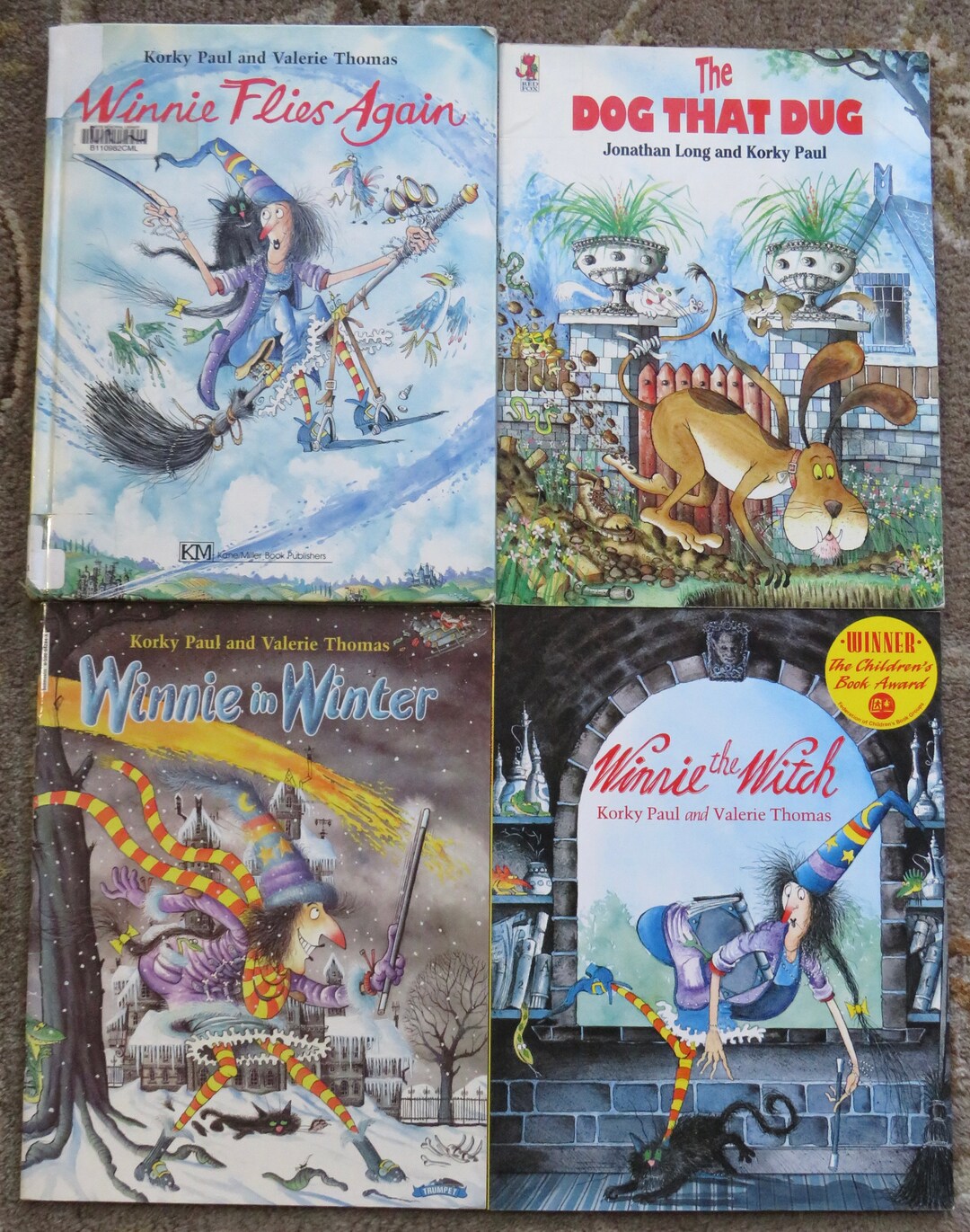 4 Korky Paul Books Winnie the Witch, Winnie in Winter, Winnie Flies ...