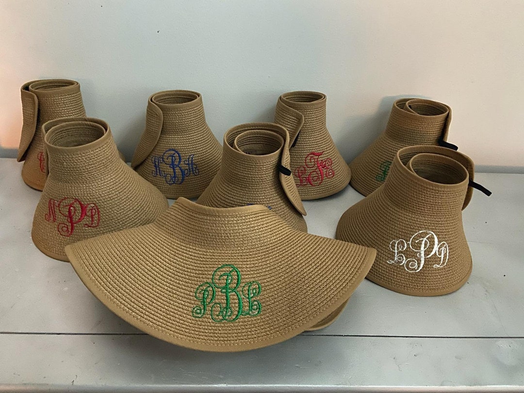 Custom Visor Embroidered Hat - Monogram Rollable Visor - Packable Beach ...