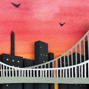 Brooklyn Bridge Cut Paper Illustration - Limited Edition Archival Print ...