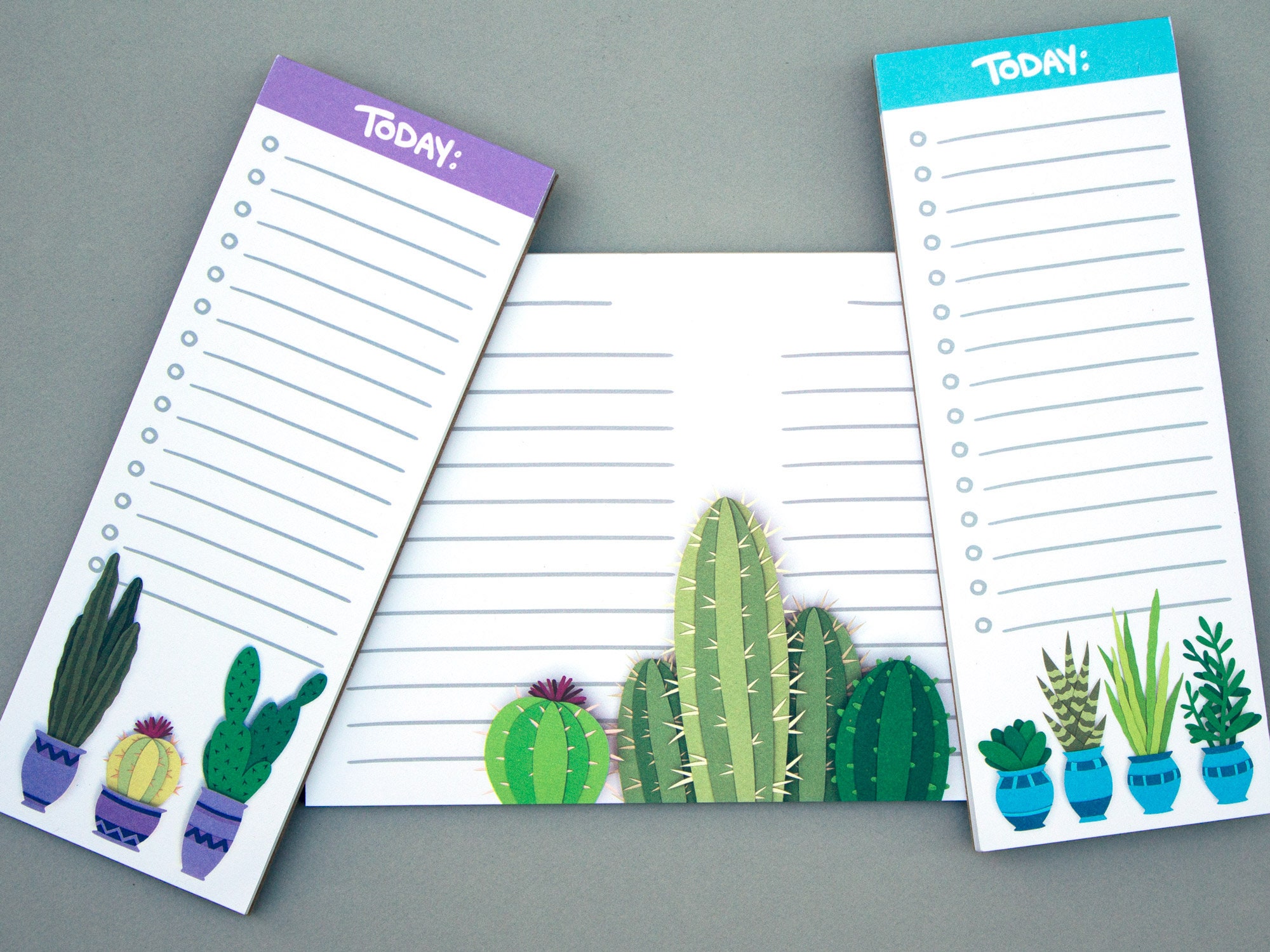 Today To-do Notepad With Purple Potted Cacti (3x8") - Etsy