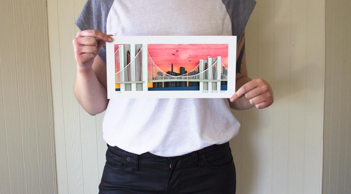 Brooklyn Bridge Cut Paper Illustration Limited Edition - Etsy