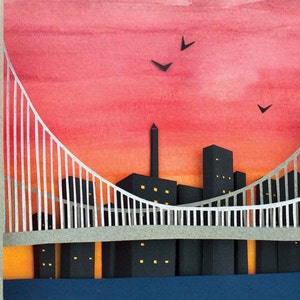 Brooklyn Bridge Cut Paper Illustration - Limited Edition Archival Print ...