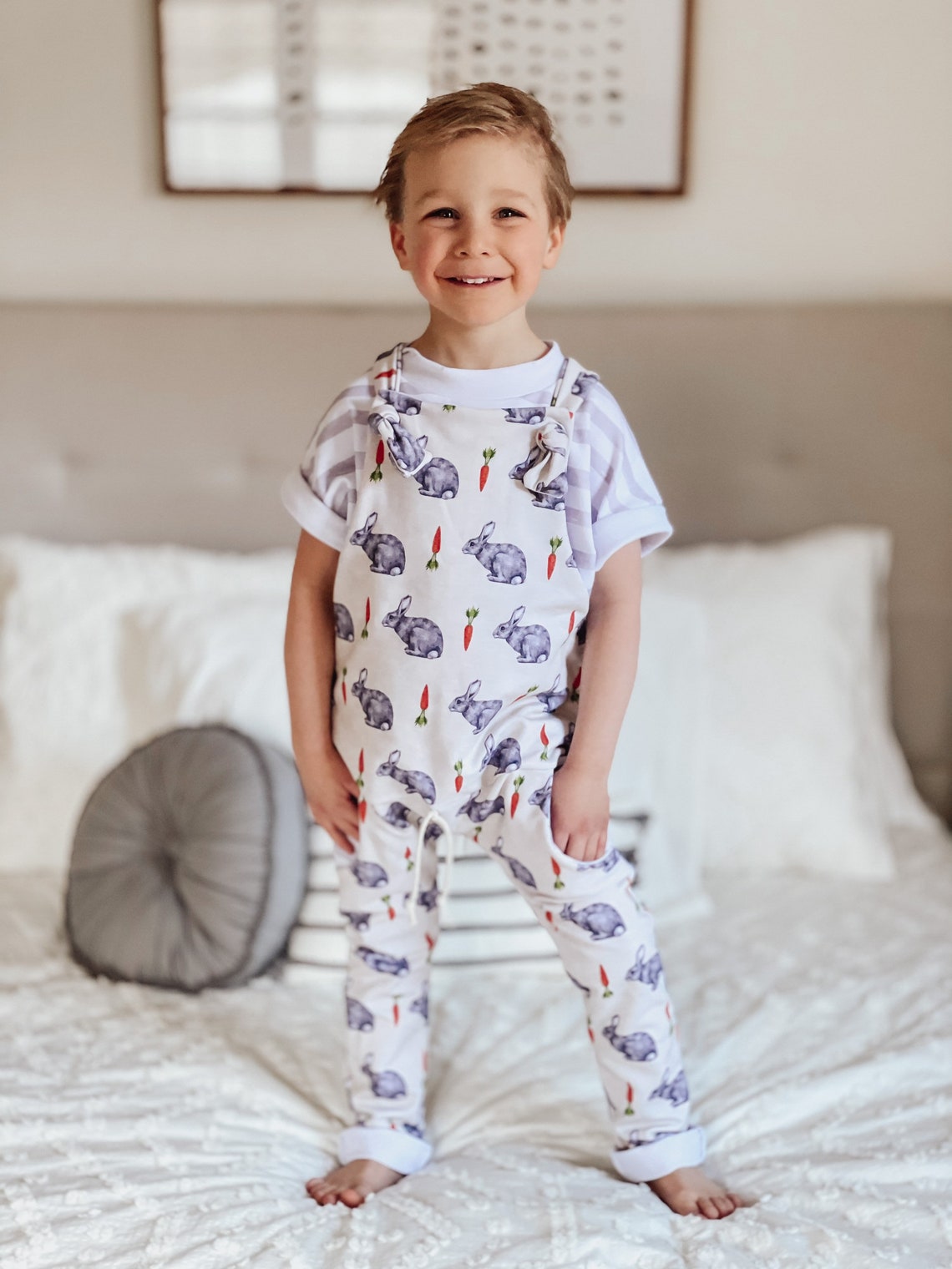 Baby Boy Easter // Boy Easter // Bunny and Carrot Overalls // - Etsy