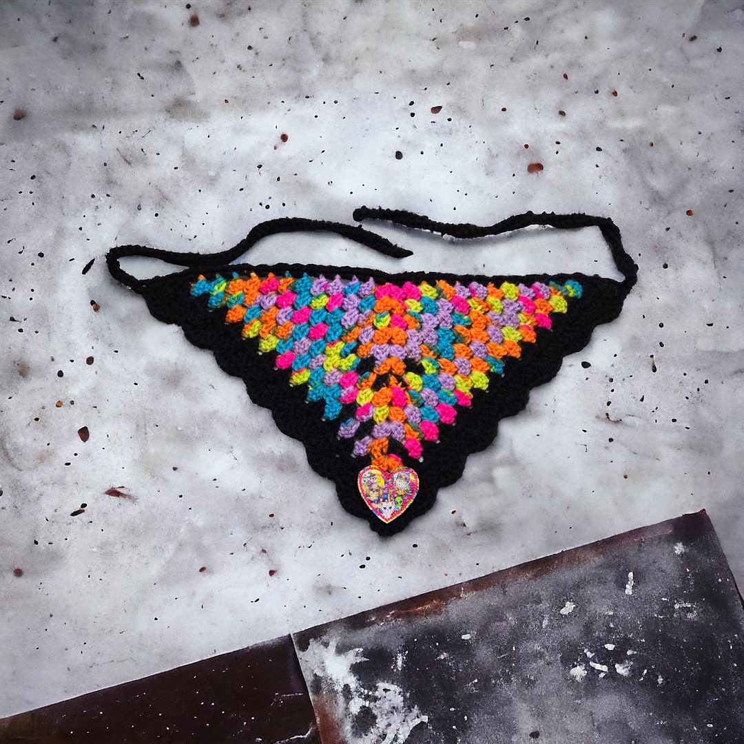 Lisa Frank Crochet Bandana: 90s Kid Hair Kerchief - Etsy