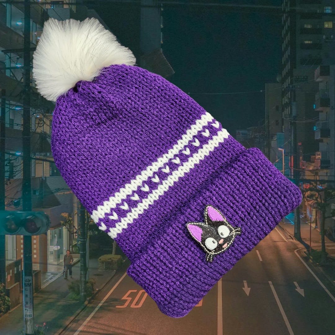 Ready to Ship Double-walled Brimmed Knit Hat, RTS, Jiji Cat Toque - Etsy