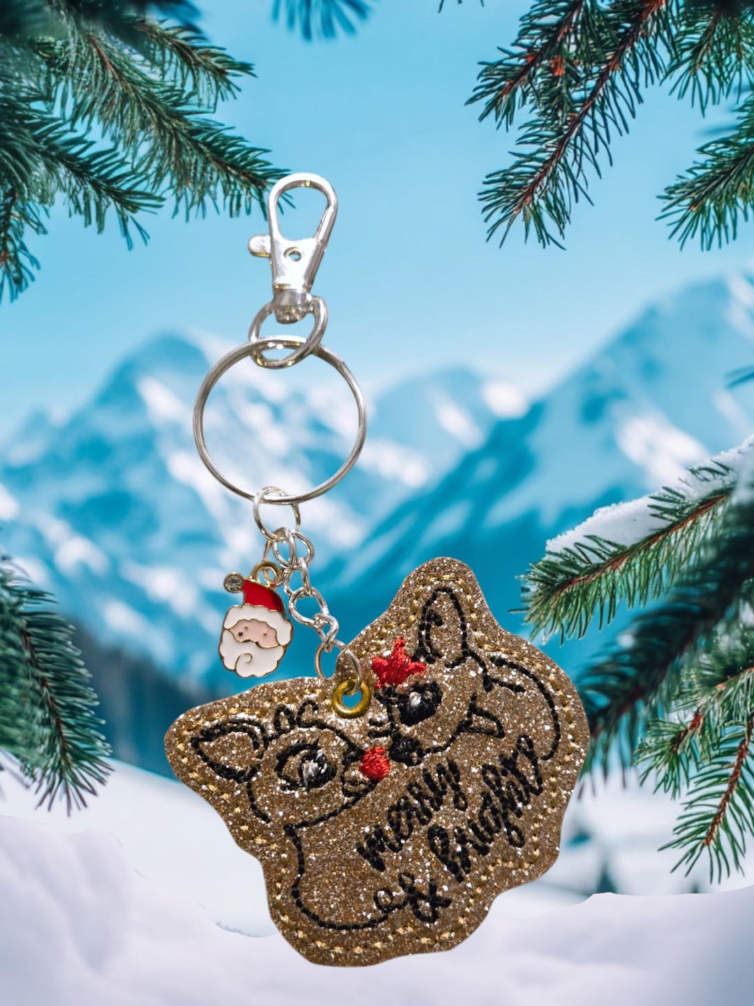 Merry and Bright Keychain, Backpack Charm - Etsy