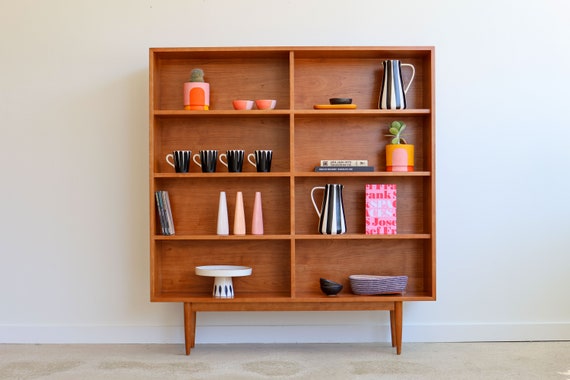 FIELDS Handmade Mid Century Modern Inspired Minimalist Bookshelf Made in USA Etsy
