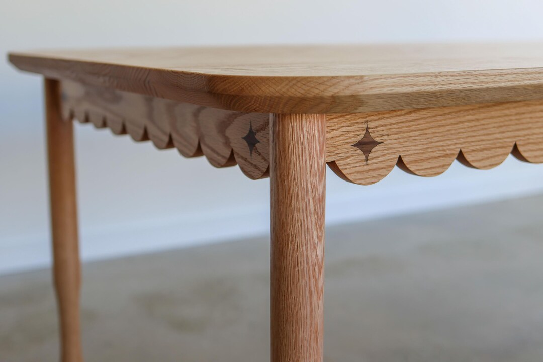 Handcrafted Wood Dining Table - Scalloped Apron, Mid-century Style - Etsy