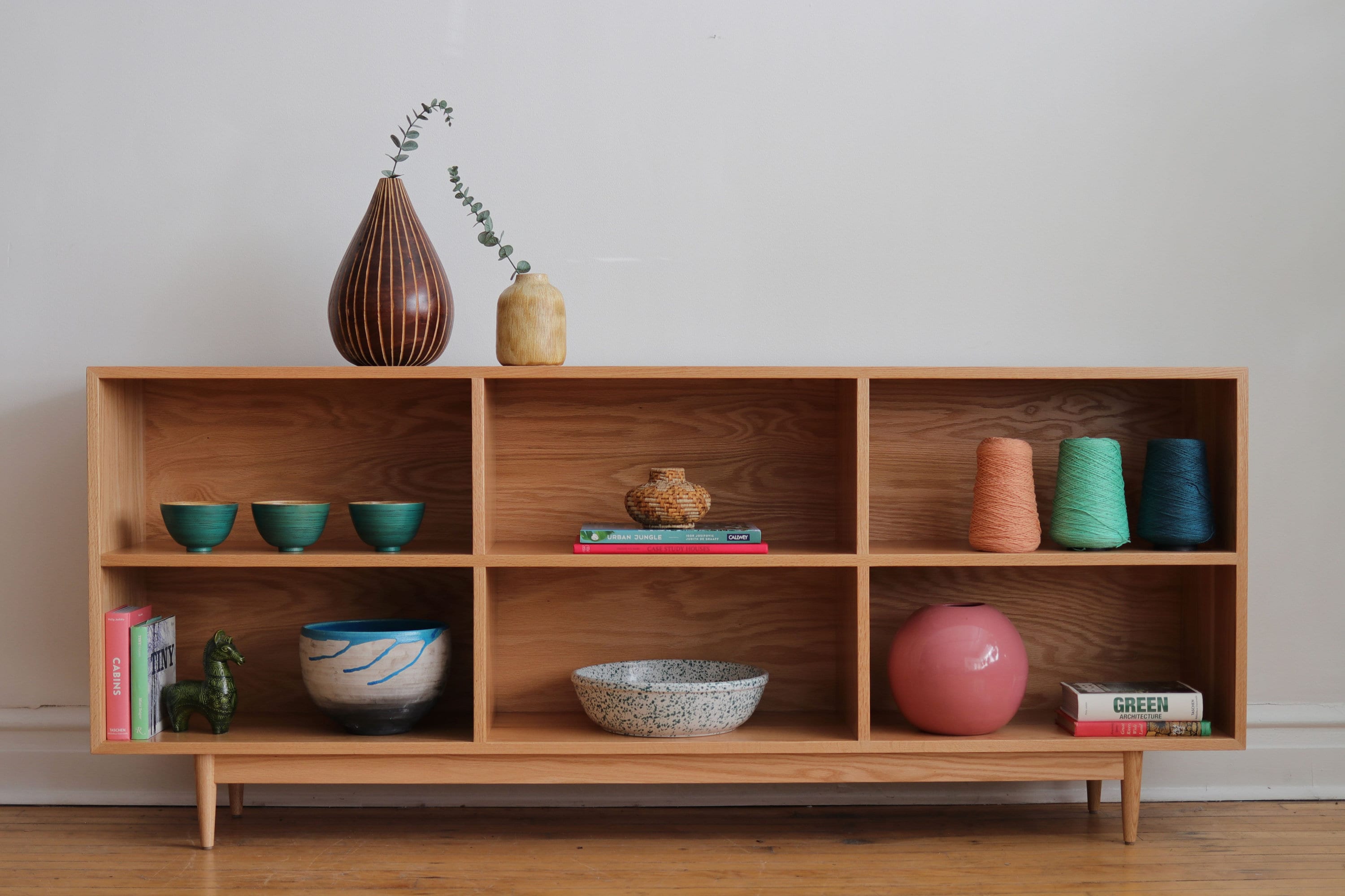 Mid century modern low bookshelf store