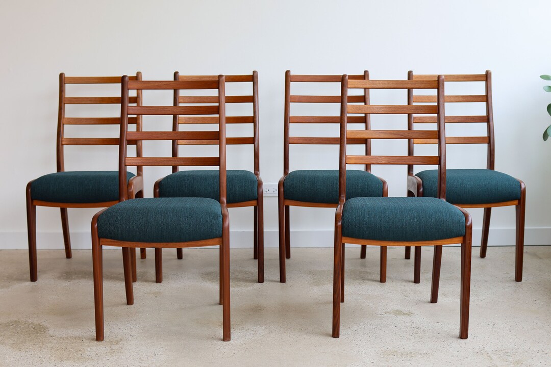 Set of 6 Mid-century Modern Ladderback Dining Chairs - Etsy