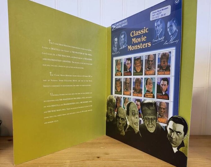Classic Movie Monsters Stamp Sheet Folder, US Stamp Collector, Mint ...