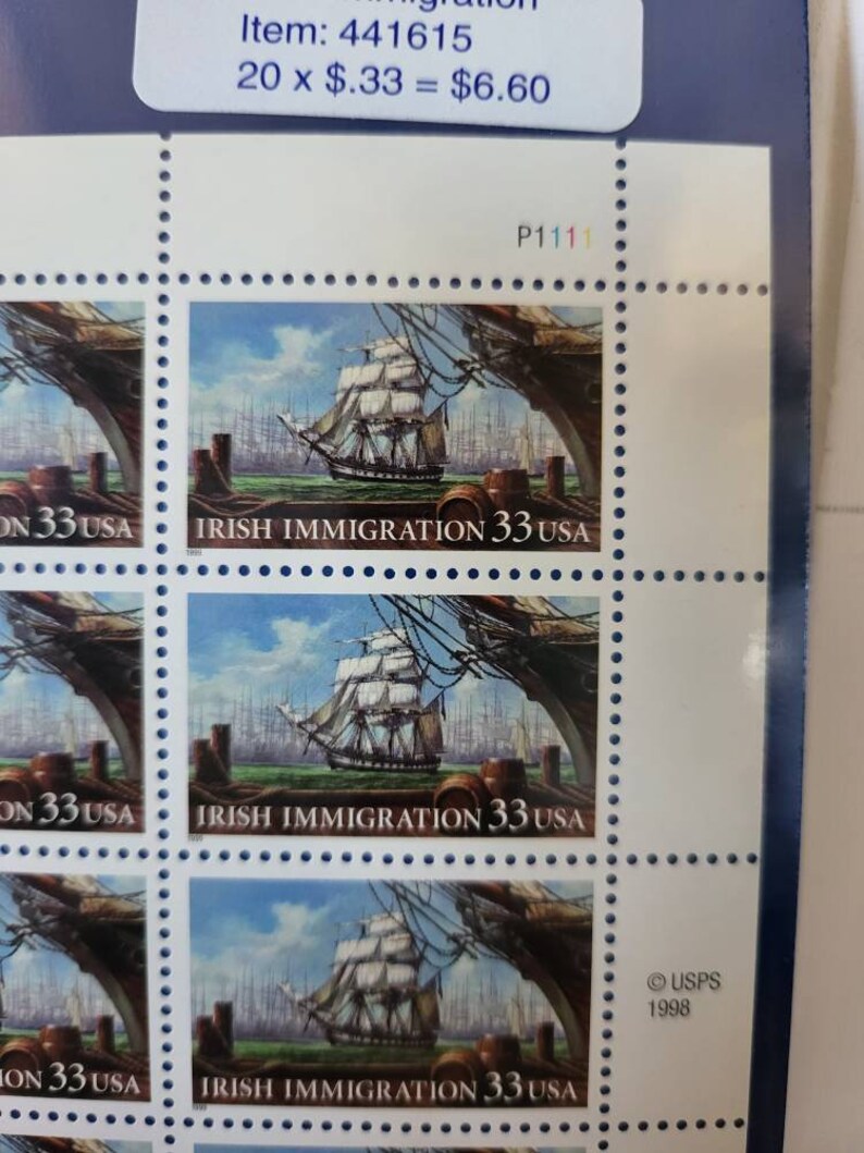 Irish Immigration Stamp Sheet, US Stamp Collector, Mint Condition ...