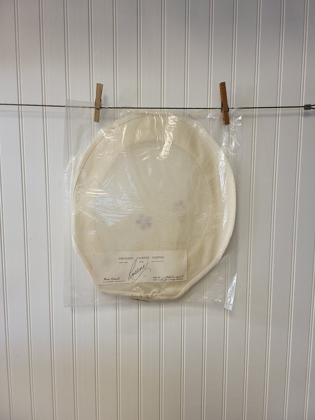Rosene Original Painted Canvas Johnny Cover, Needlepoint Oval Toilet ...