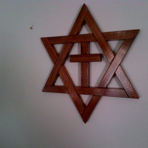 15 Inch Messianic Star of David With Cross Solid Walnut Wood - Etsy