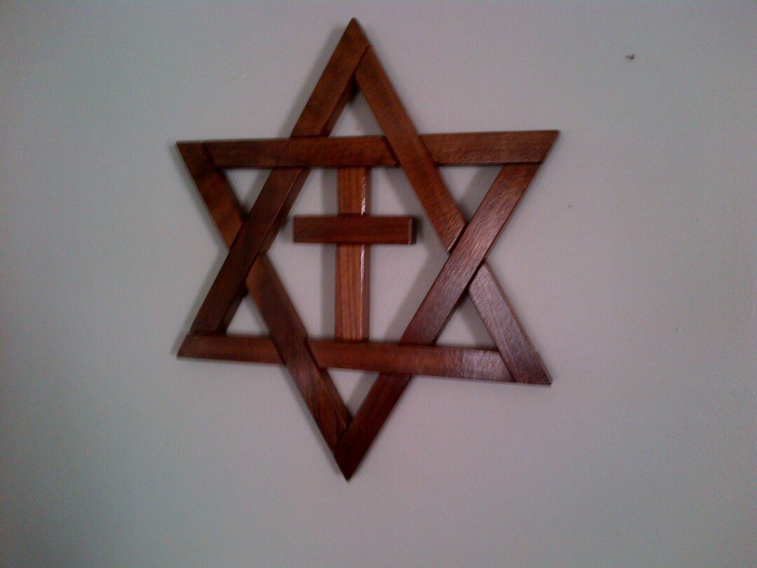 15 Inch Messianic Star of David With Cross Solid Walnut Wood - Etsy