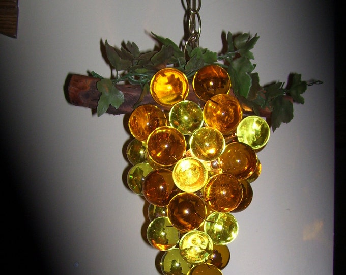Vintage Grape Cluster Swag Hanging Light Lamp Lucite Resin Acrylic ...