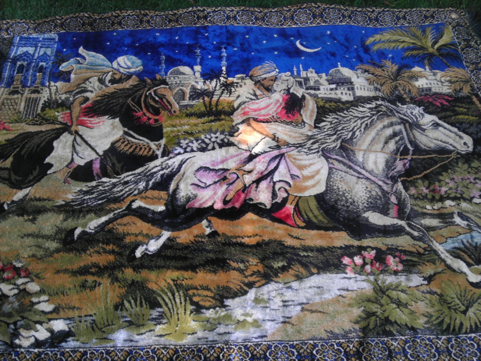 Vintage Rug Tapestry Arabian Nights Princess Horses Romantic | Etsy