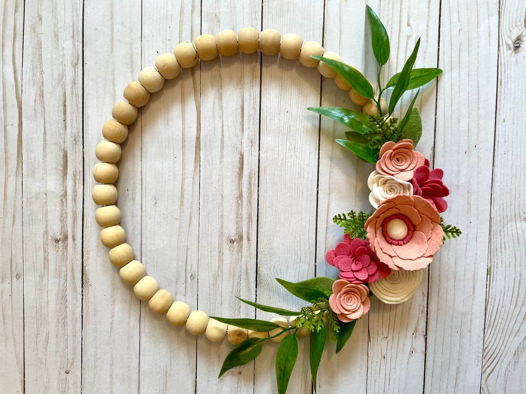 Beaded Wreath, Floral Beades Wreath, Nursery Decor, Spring Wreath - Etsy