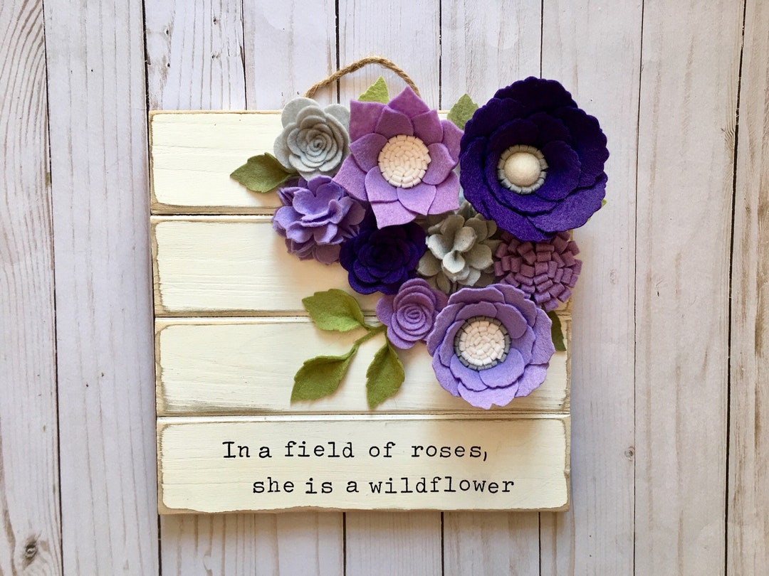 Felt Flower Sign, Nursery Sign, Rustic Felt Flower Sign - Etsy