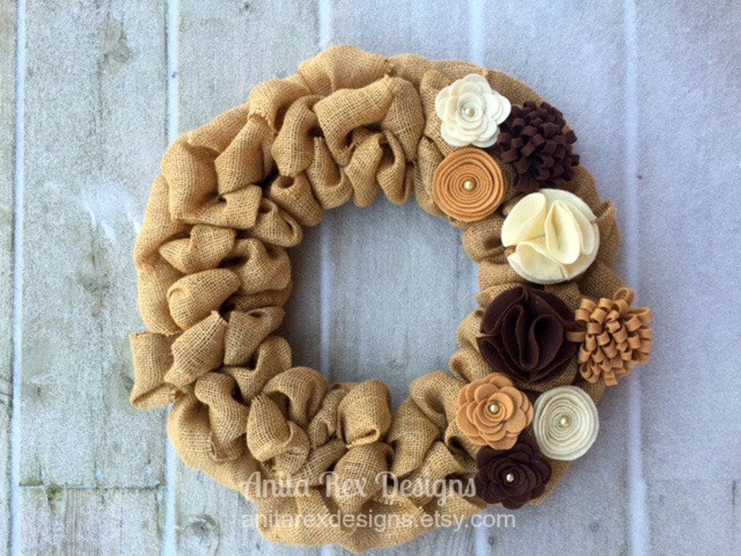 Burlap Wreath, Natural Wreath, Neutral Wreath, Home Decor, All Season ...
