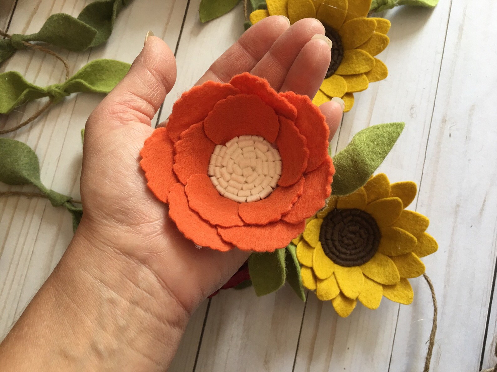 Fall Felt Flower Garland Autumn Felt Flower Decor Sunflower | Etsy