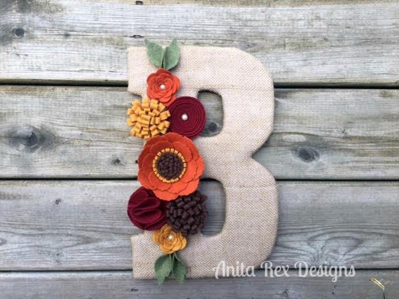Fall Monogram Burlap Monogram Monogram Wreath Rustic Decor | Etsy
