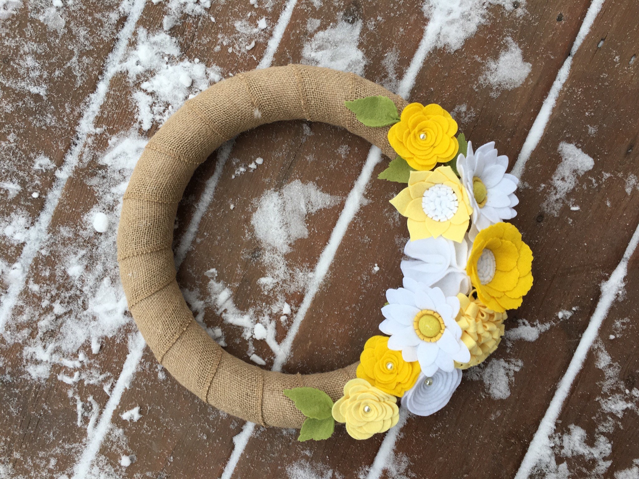 Daisy Wreath Spring Wreath Felt Floral Wreath | Etsy