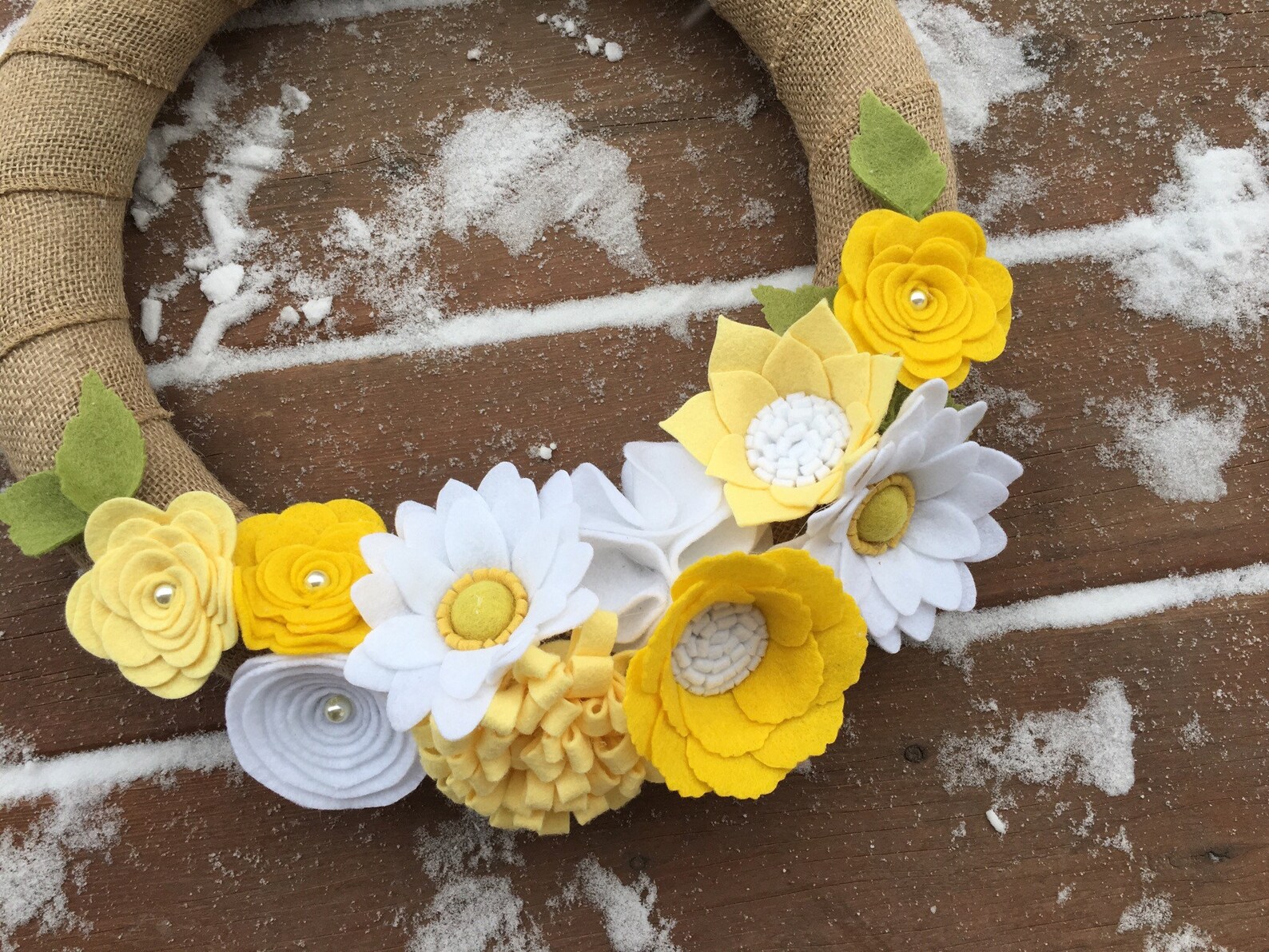 Daisy Wreath Spring Wreath Felt Floral Wreath - Etsy