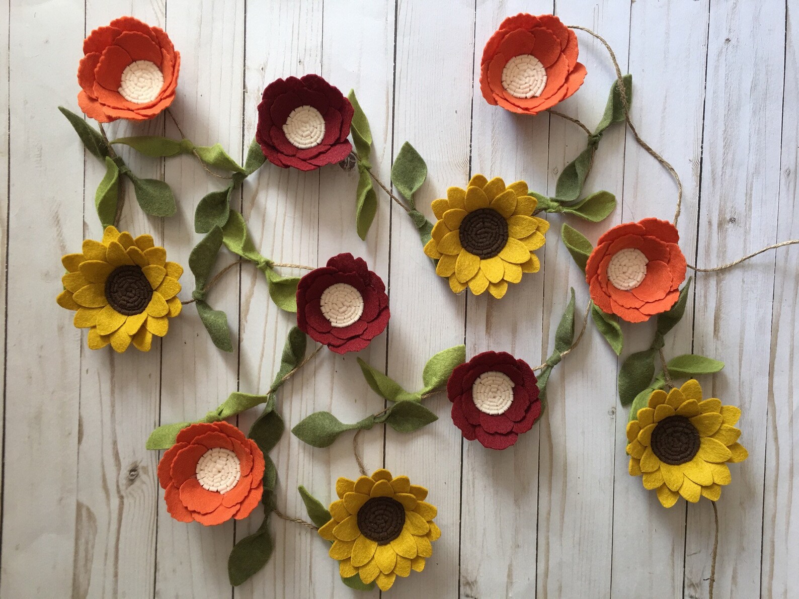 Fall Felt Flower Garland Autumn Felt Flower Decor Sunflower | Etsy
