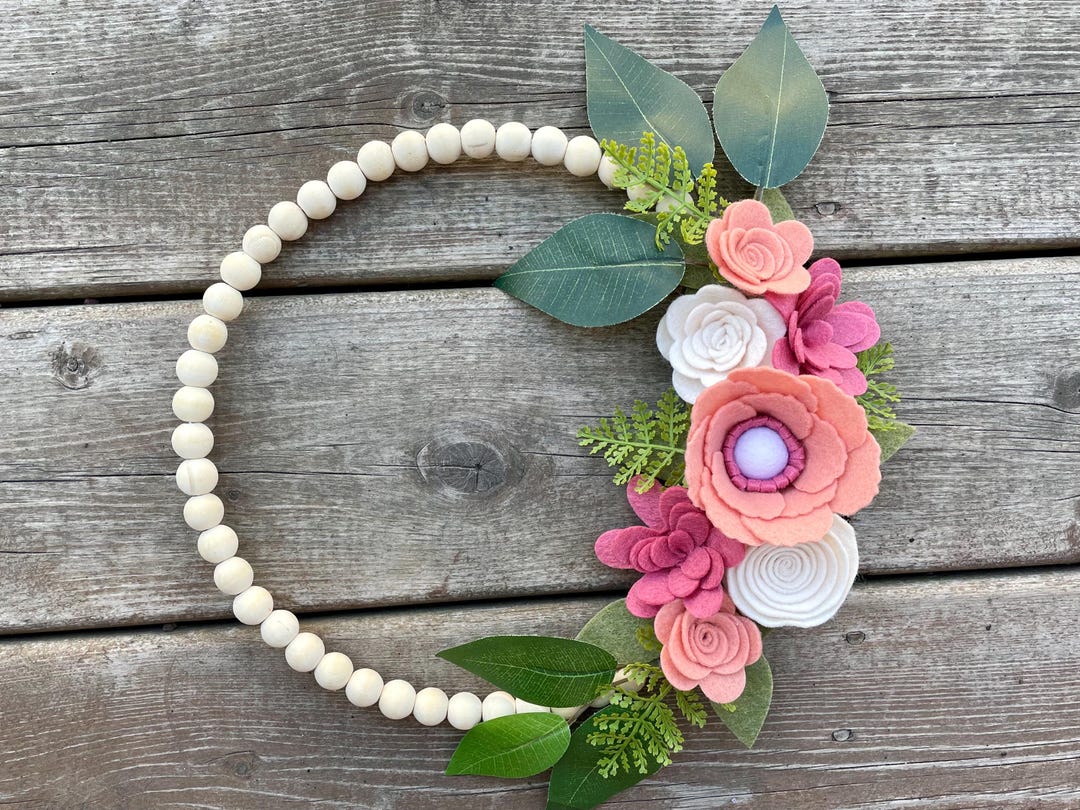 Beaded Wreath, Floral Beades Wreath, Nursery Decor, Spring Wreath - Etsy