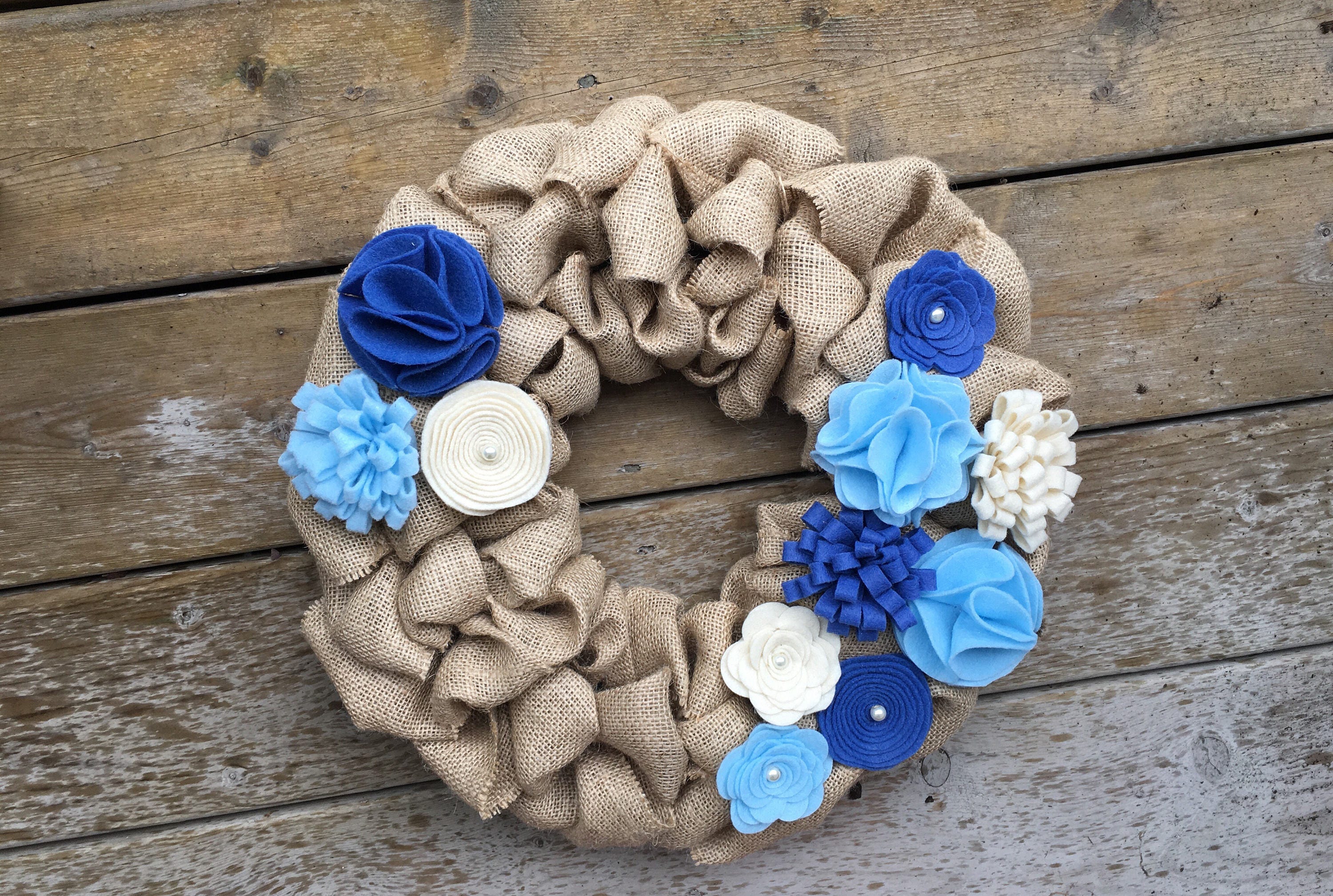 Burlap All Season Wreath Blue Powder Blue Periwinkle Felt - Etsy