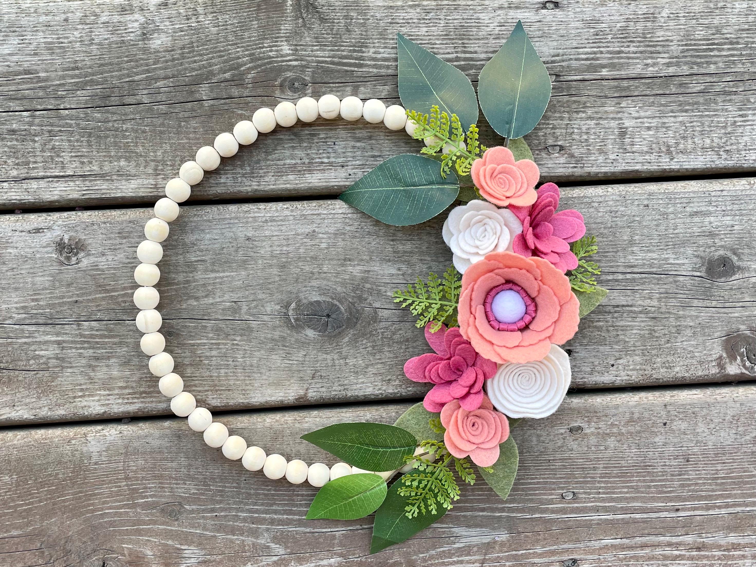 Beaded Wreath, Floral Beades Wreath, Nursery Decor, Spring Wreath - Etsy