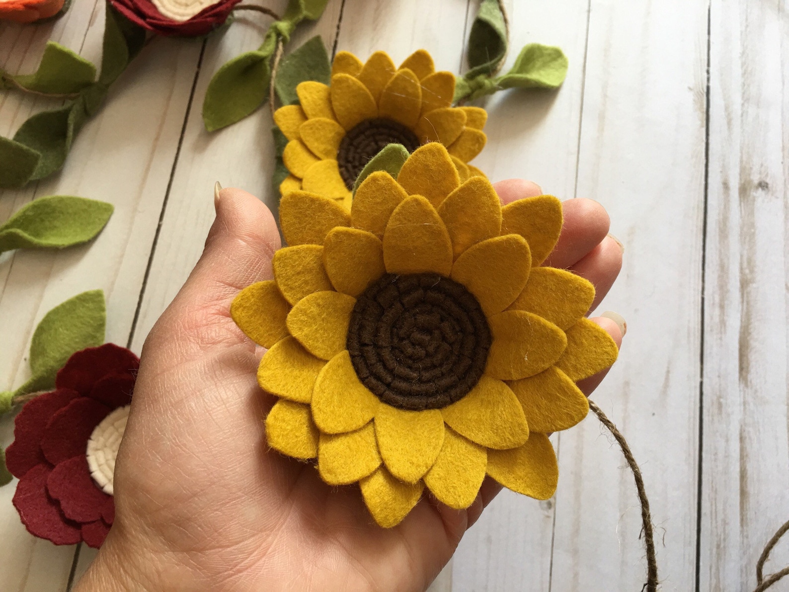 Fall Felt Flower Garland Autumn Felt Flower Decor Sunflower | Etsy