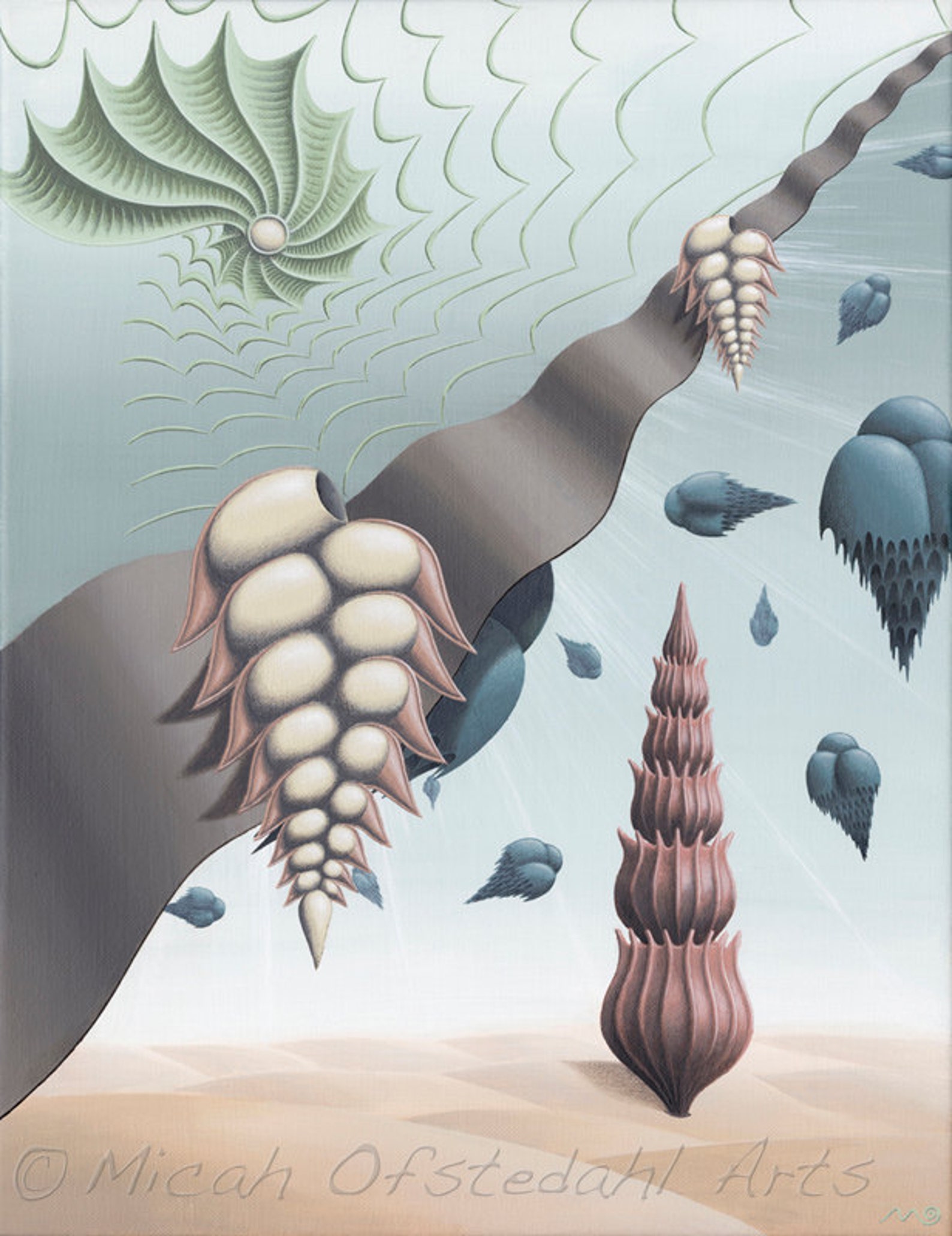 Print of Surreal, Biological Painting hidden Light, Sea Life, Shells ...