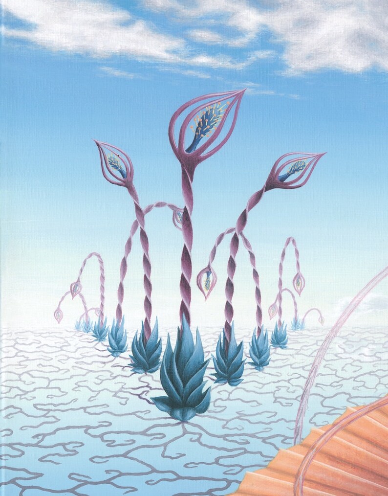 Surreal Art, Biological Inspired Print of Painting above the Surface ...