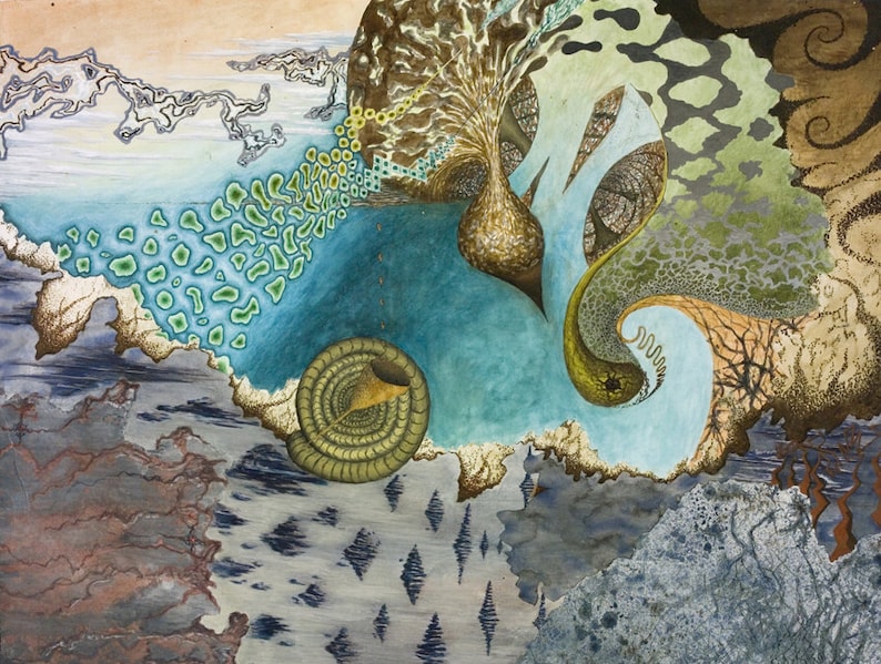 Abstract Surrealism Print of Ocean-inspired Watercolor Painting ...