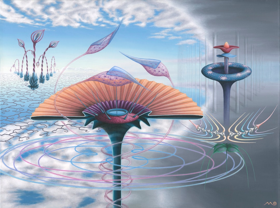 Surreal Art, Biological Inspired Print of Painting above the Surface ...