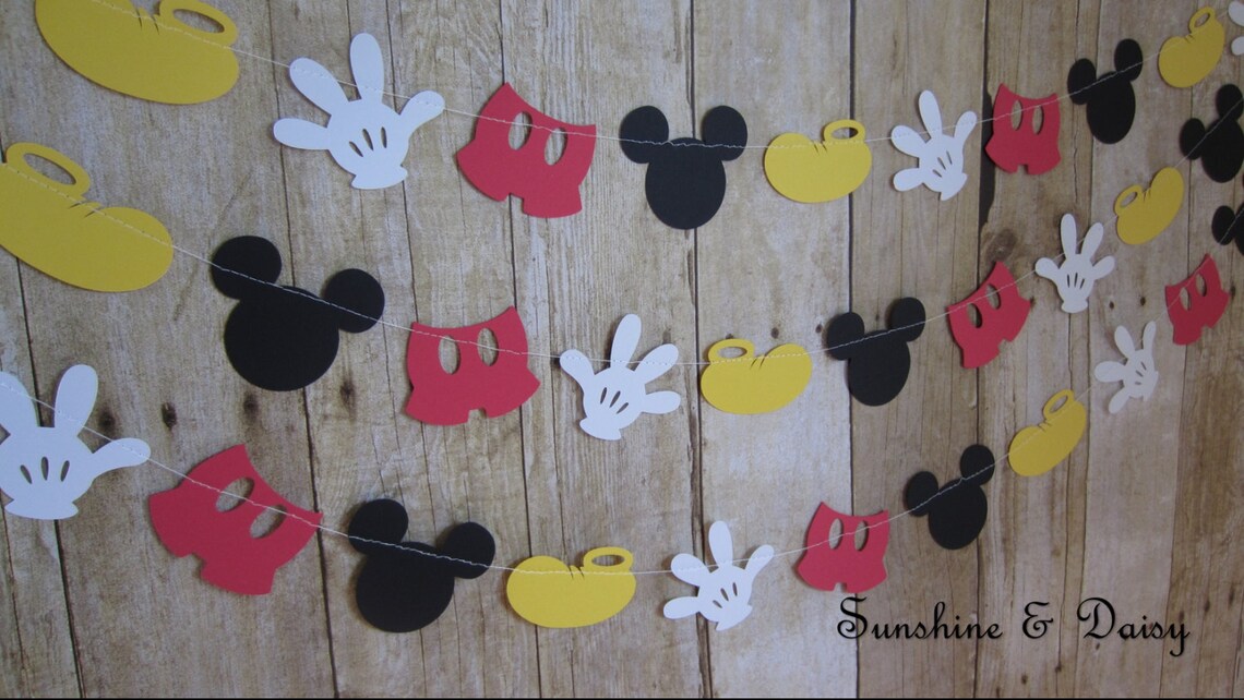 Mickey Mouse Inspired Paper Garland Banner Decorations | Etsy