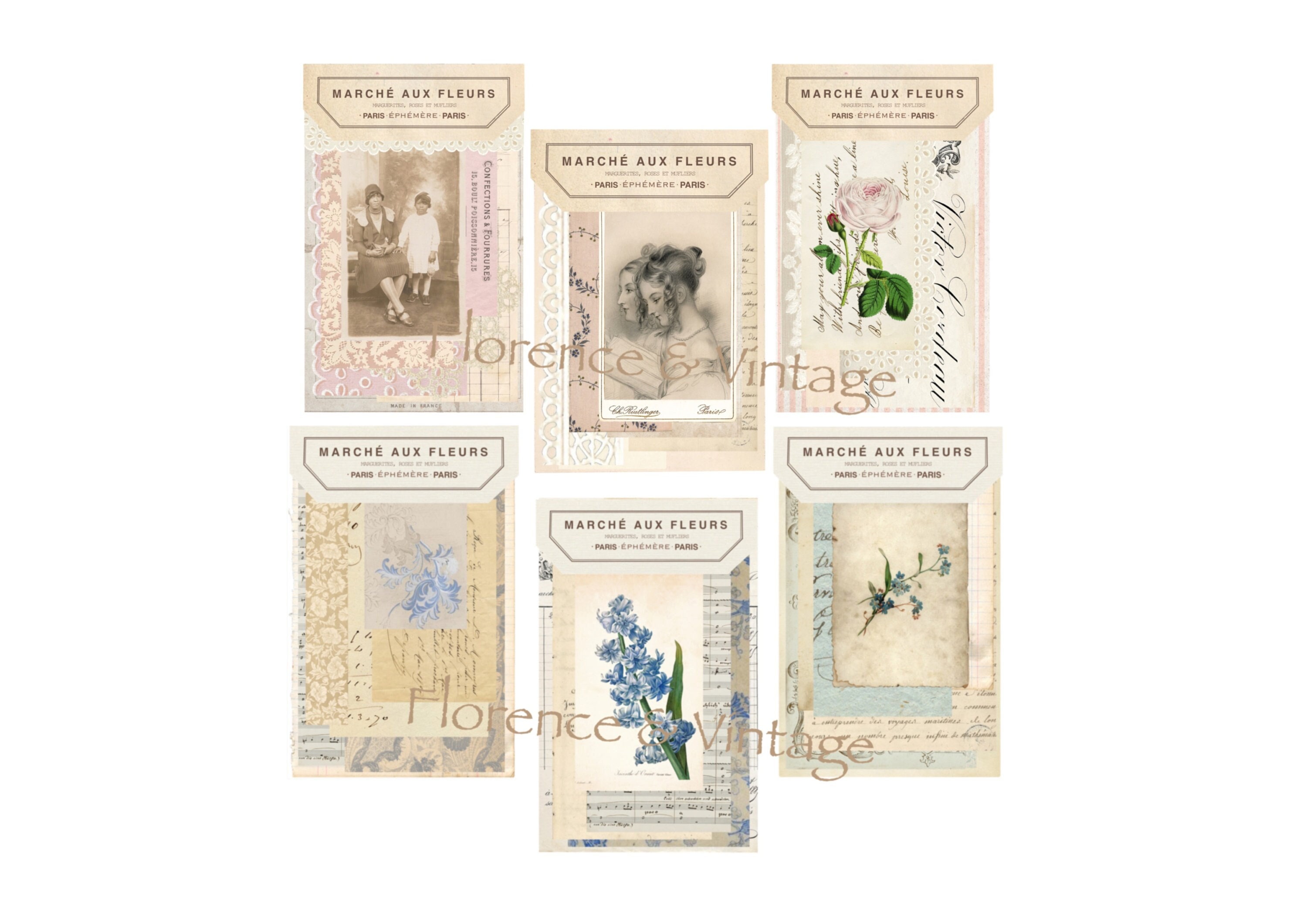 Blue & Pink Vintage Inspired Tags Digital Download Junk Journal ...