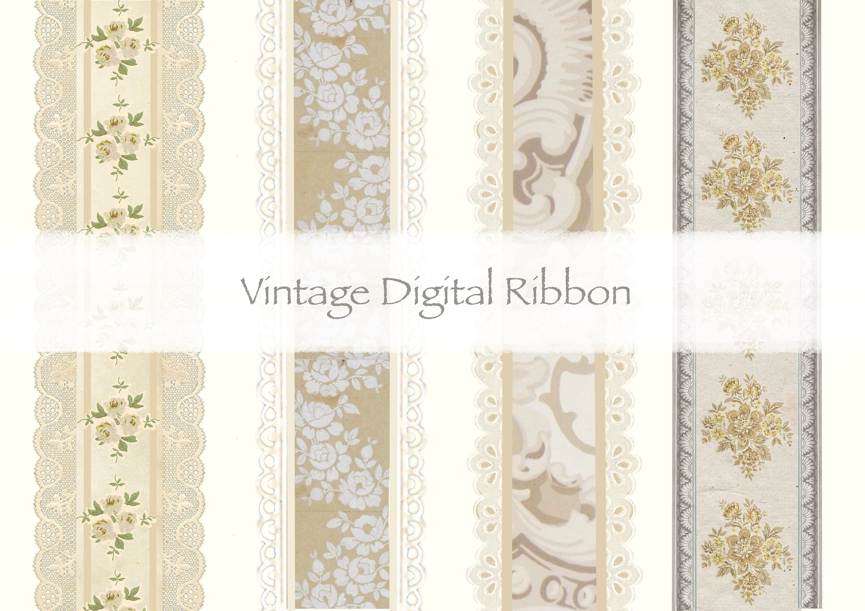 Vintage Inspired Ribbon Digital Download Junk Journal Supplies - Etsy