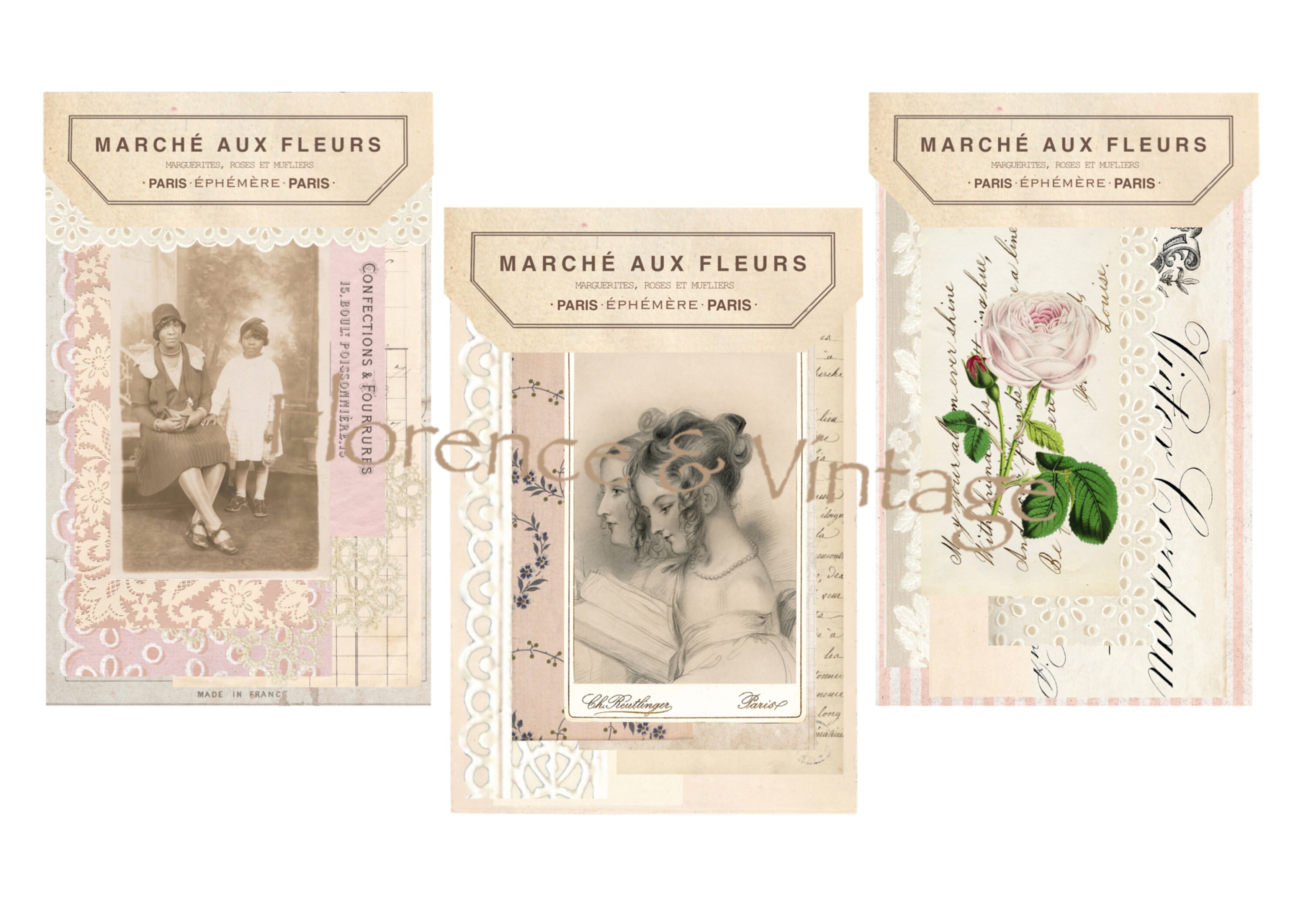 Blue & Pink Vintage Inspired Tags Digital Download Junk Journal ...